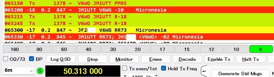 V6WG 6m/FT8: UTT Lab.