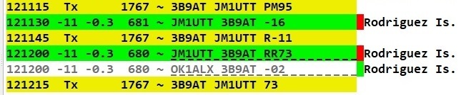 今日のDX 3B9AT Rodrigusz Is.(12m/FT8): UTT Lab.