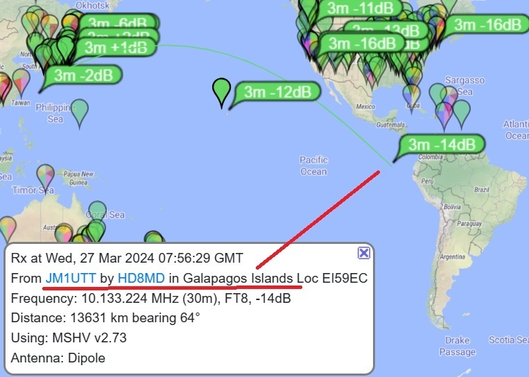 HD8MD (30m/FT8) Galapagos Islands: UTT Lab.