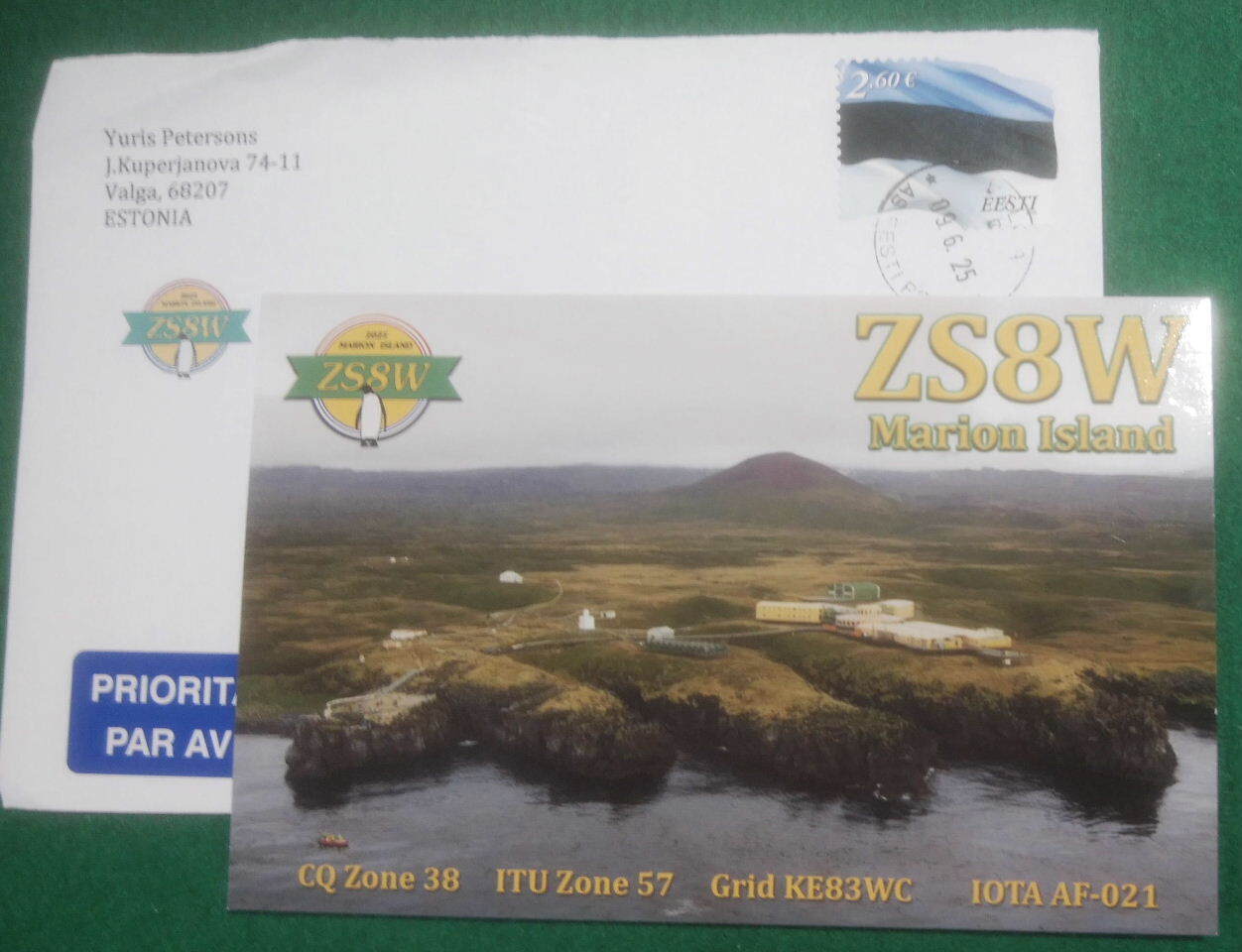 届きました ZS8W Marion Is. QSLカード: UTT Lab.